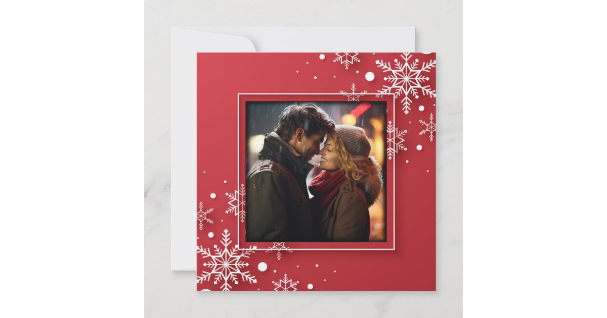 Snowflakes Photo Frame Holiday Card | Zazzle