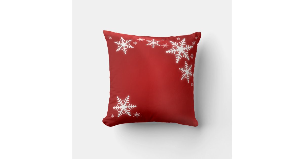 Snowflakes Red Christmas pillow | Zazzle