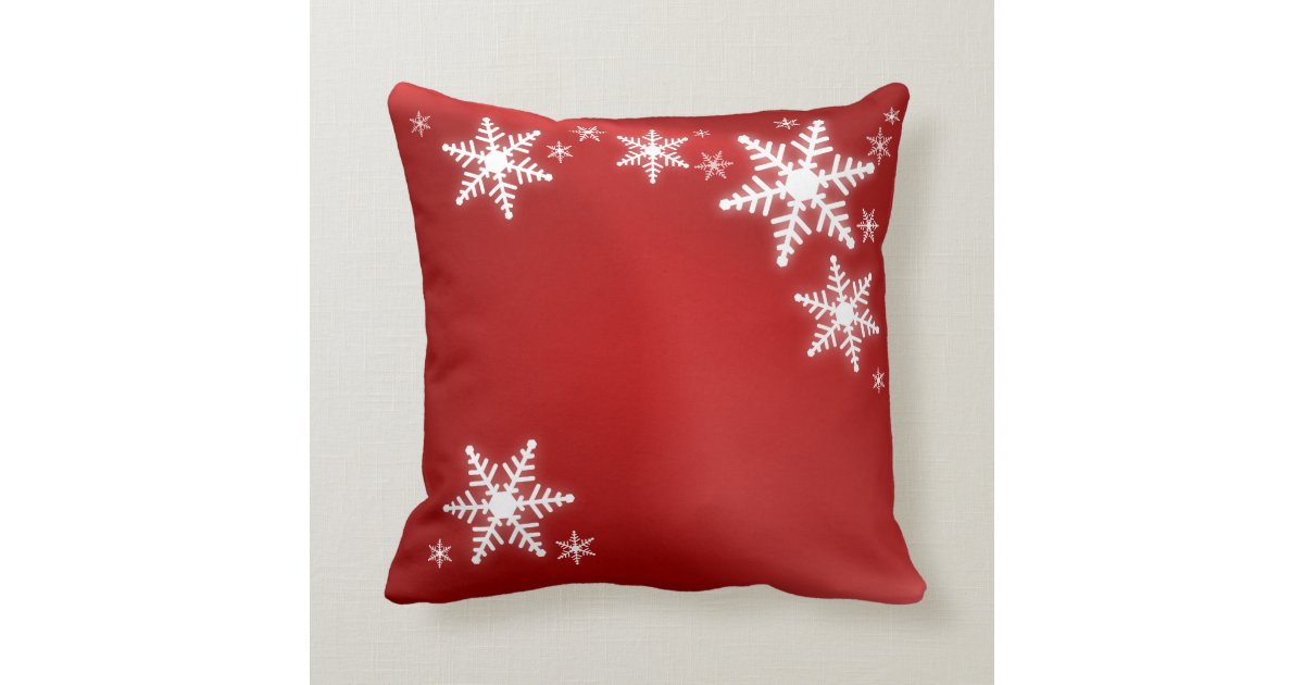 Snowflakes Red Christmas pillow | Zazzle.com