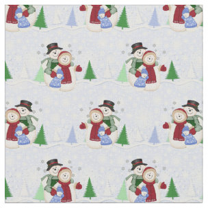 Blue Snowflake Fabric | Zazzle