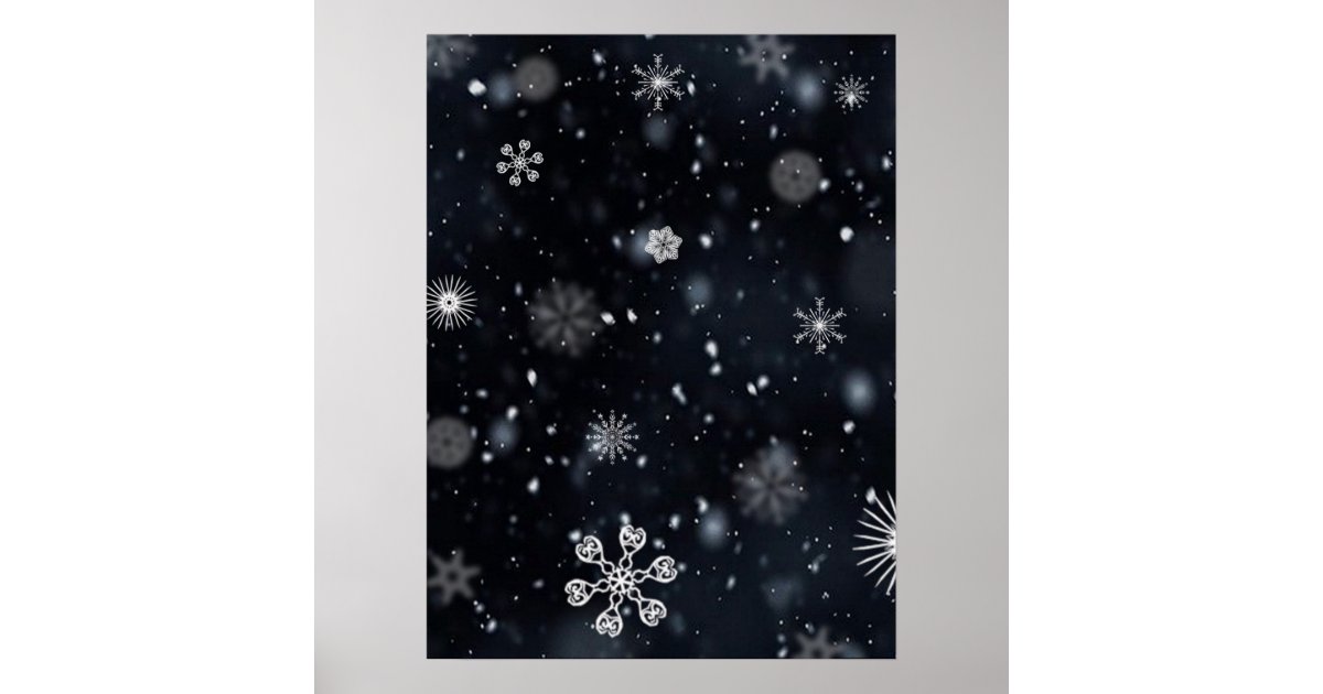 snowflakes snow snowfall snowing poster | Zazzle