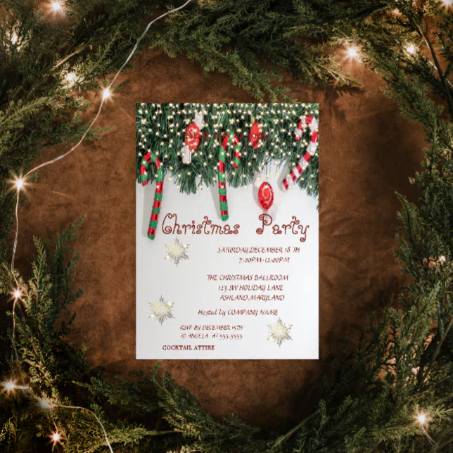 Snowflakes, Sweets Company Christmas Party Invitation | Zazzle