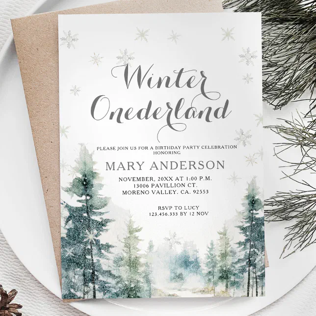 Snowflakes White Winter Onederland Birthday Invitation | Zazzle