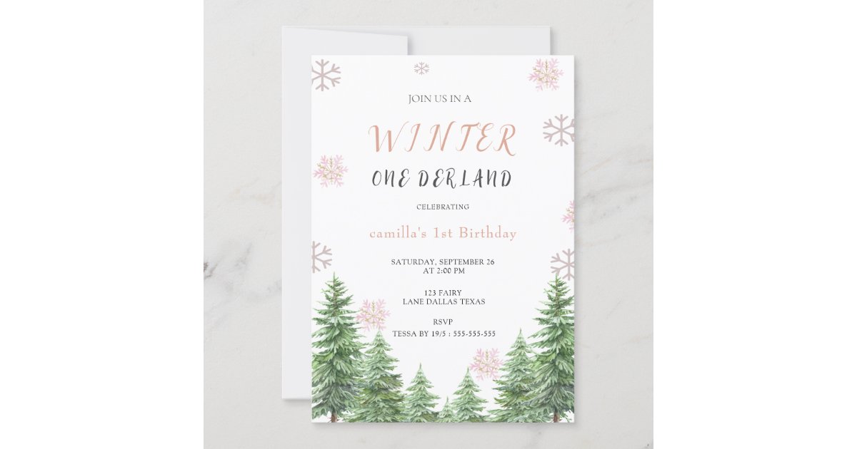 Snowflakes Winter one Derland 1st birthday party Invitation | Zazzle