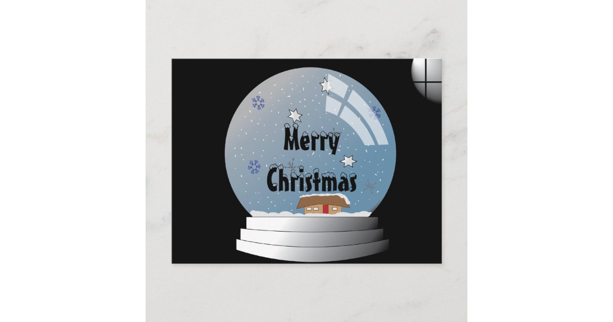 Snowglobe Illustration with Custom Text Postcard | Zazzle