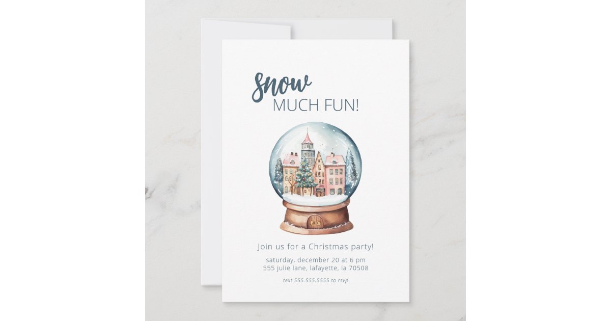 Snowglobe Snow Much Fun Christmas Party Invitation | Zazzle