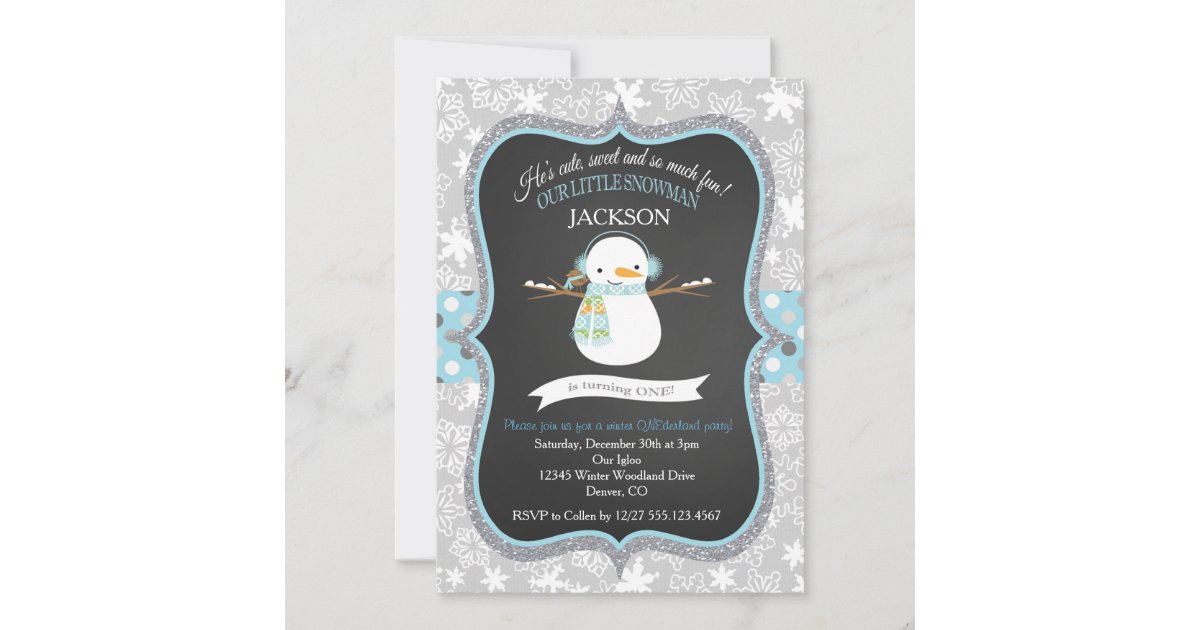 Snowman 1st Birthday Winter ONEderland Invitation | Zazzle