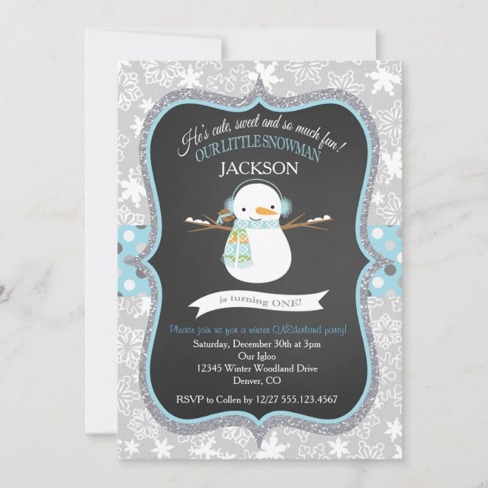 Snowman 1st Birthday Winter ONEderland Invitation | Zazzle.com