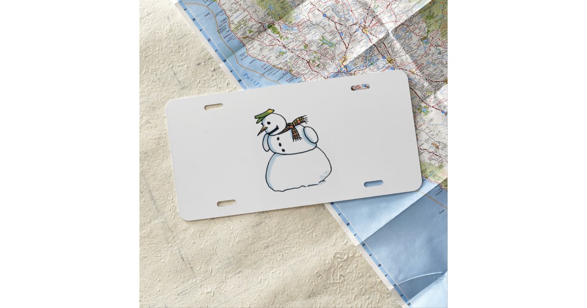 Snowman aluminum car license plate | Zazzle
