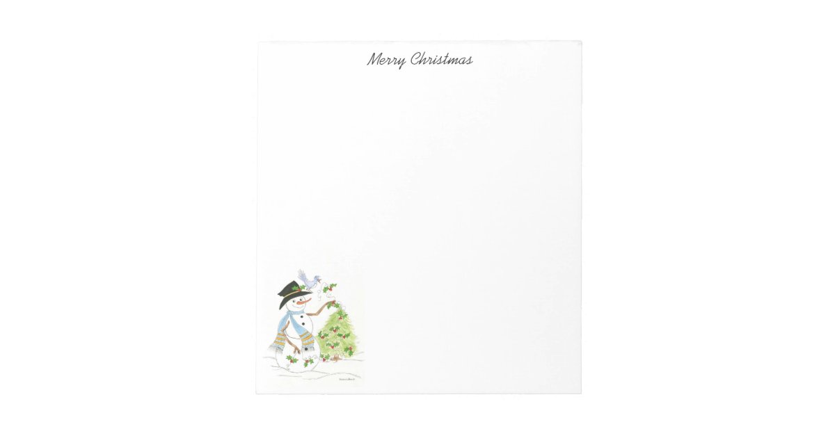Snowman and Bluebird Notepad | Zazzle