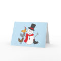 Snowman and Chickens Holiday Card | Zazzle