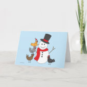 Snowman and Chickens Holiday Card | Zazzle