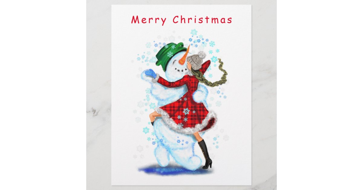 Snowman and Girl Dancers Christmas Letterhead | Zazzle