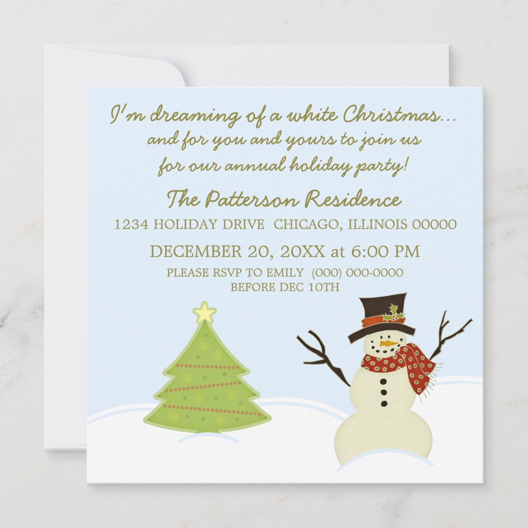 Snowman and Tree Christmas Party Invite | Zazzle