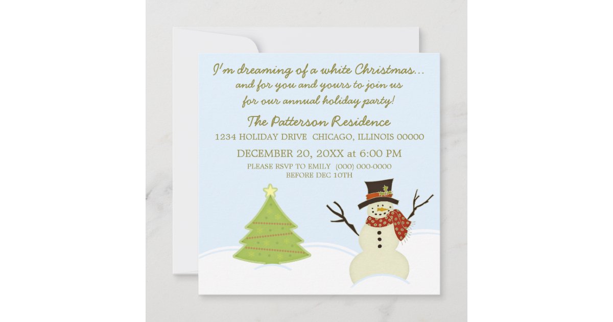 Snowman and Tree Christmas Party Invite | Zazzle