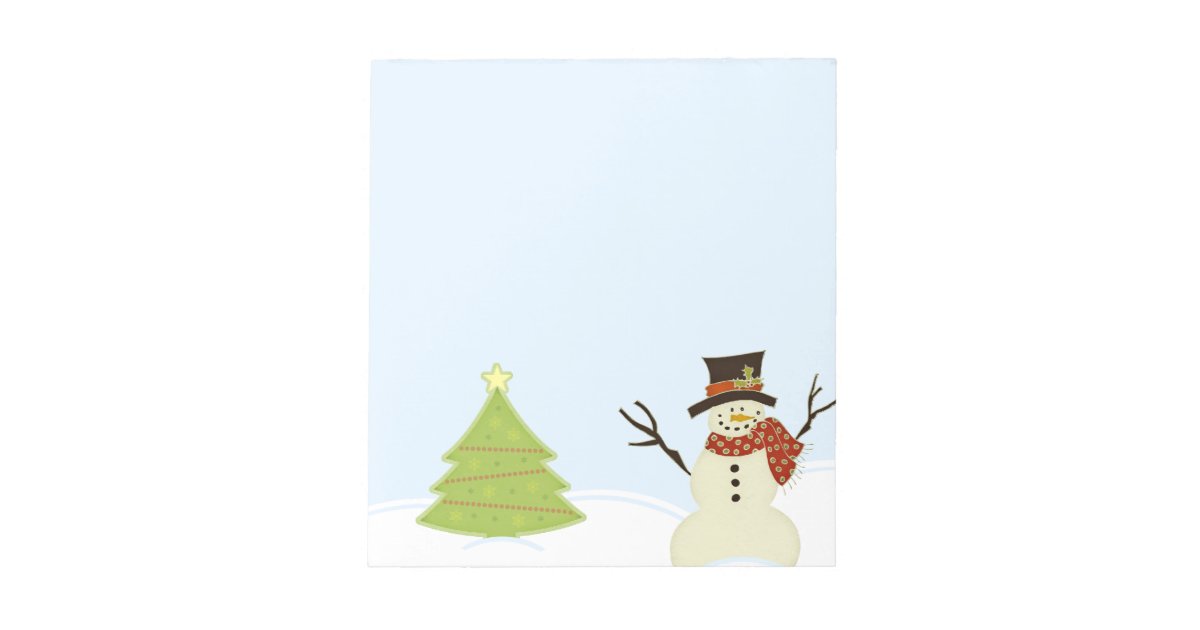 Snowman and Tree Notepad | Zazzle