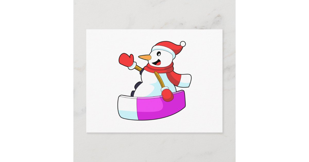 Snowman as Snowboarder with Sonowboard.PNG Postcard | Zazzle