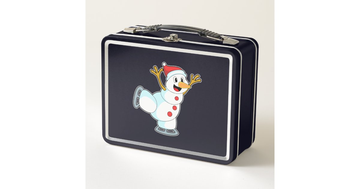 Snowman at Ice skating with Ice skates.PNG Metal Lunch Box | Zazzle
