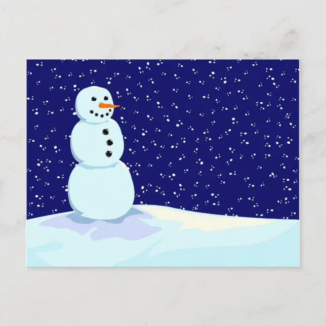 Snowman at Night Postcard | Zazzle