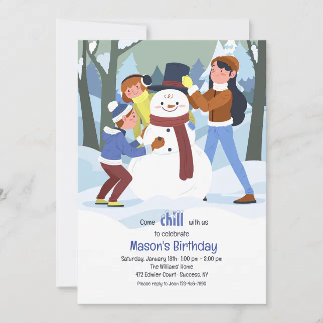 Snowman Birthday Invitation | Zazzle