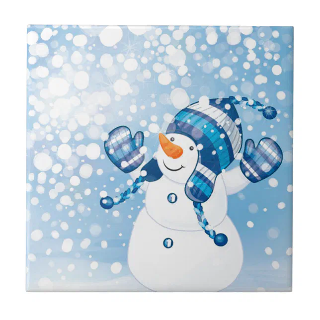 Snowman Ceramic Tile | Zazzle