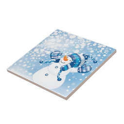 Snowman Ceramic Tile | Zazzle