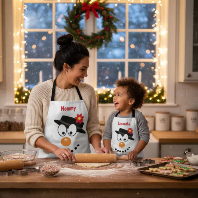Snowman Christmas Fun Novelty Cartoon Apron | Zazzle