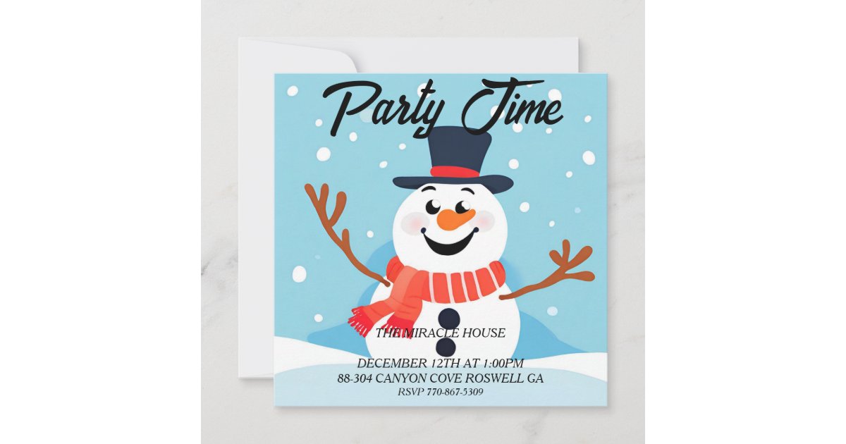 Snowman Christmas Holiday Party Invitation | Zazzle