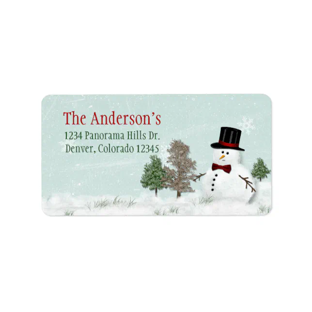 Snowman Christmas Holiday Xmas Address Mailing Label | Zazzle
