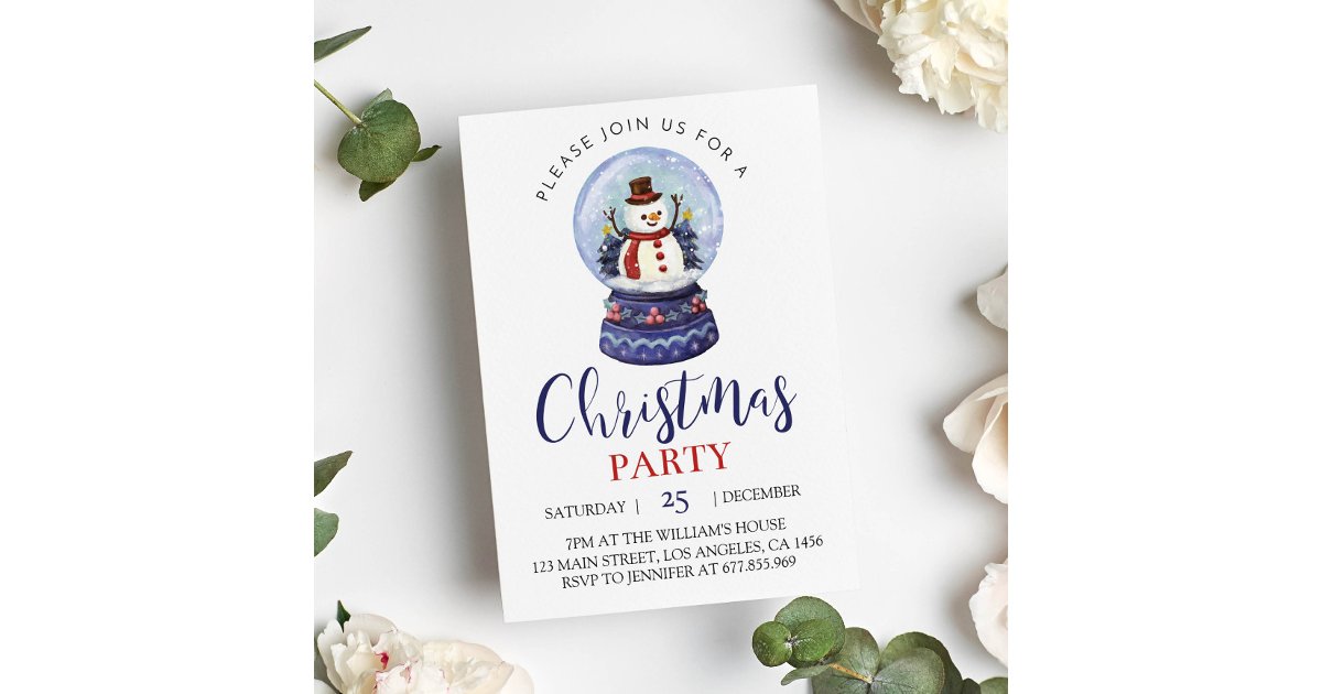 Snowman Christmas Party Bithday Invitation | Zazzle