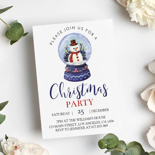 Snowman Christmas Party Bithday Invitation | Zazzle