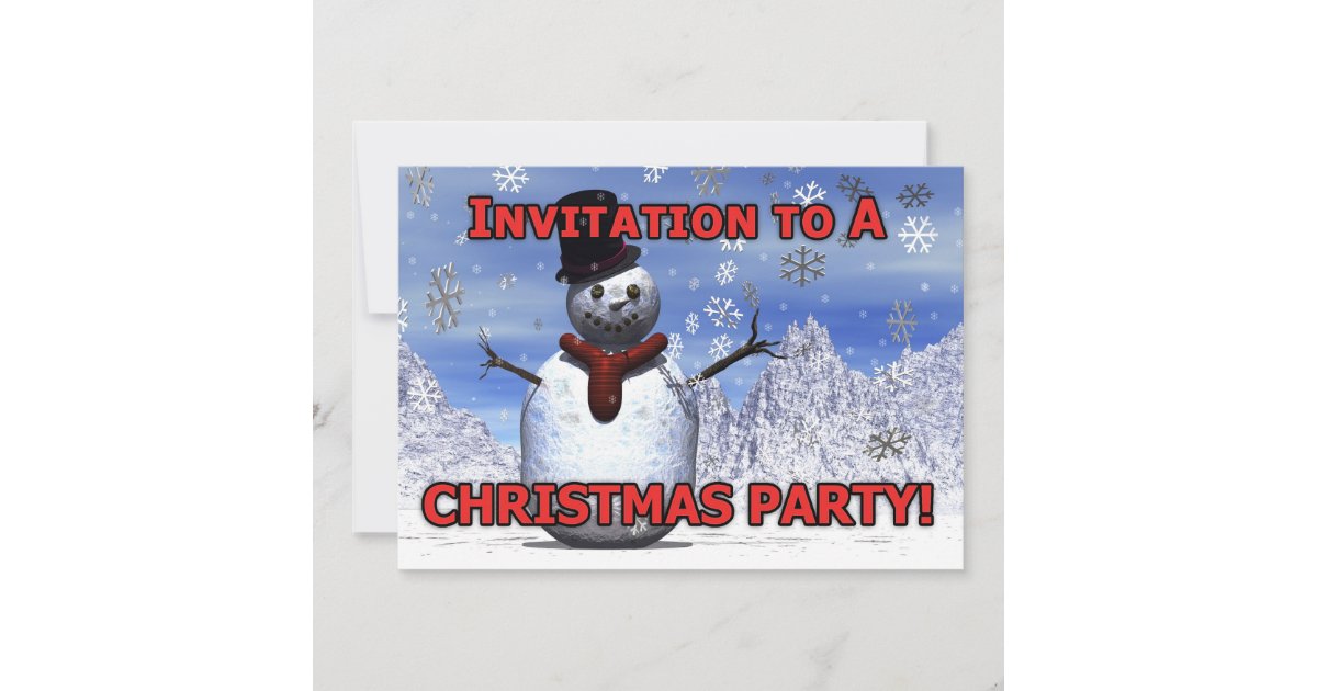 Snowman Christmas party invitation | Zazzle