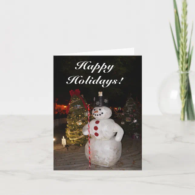Snowman & Christmas Tree Card | Zazzle