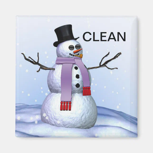 Snowman Clean Dirty Christmas Dishwasher Magnet | Zazzle