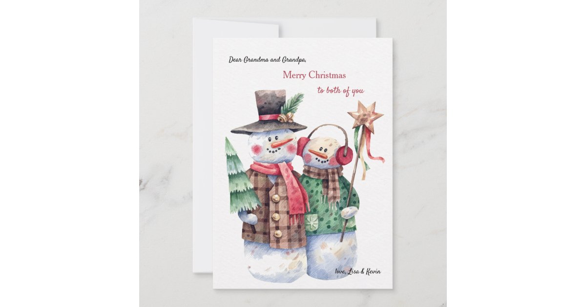 Snowman Couple Christmas Card | Zazzle