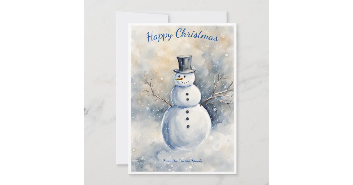 Snowman: Customizable Minimalist Winter Wonderland Holiday Card | Zazzle