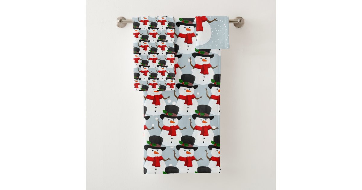 Snowman Design Bath Towel Set | Zazzle