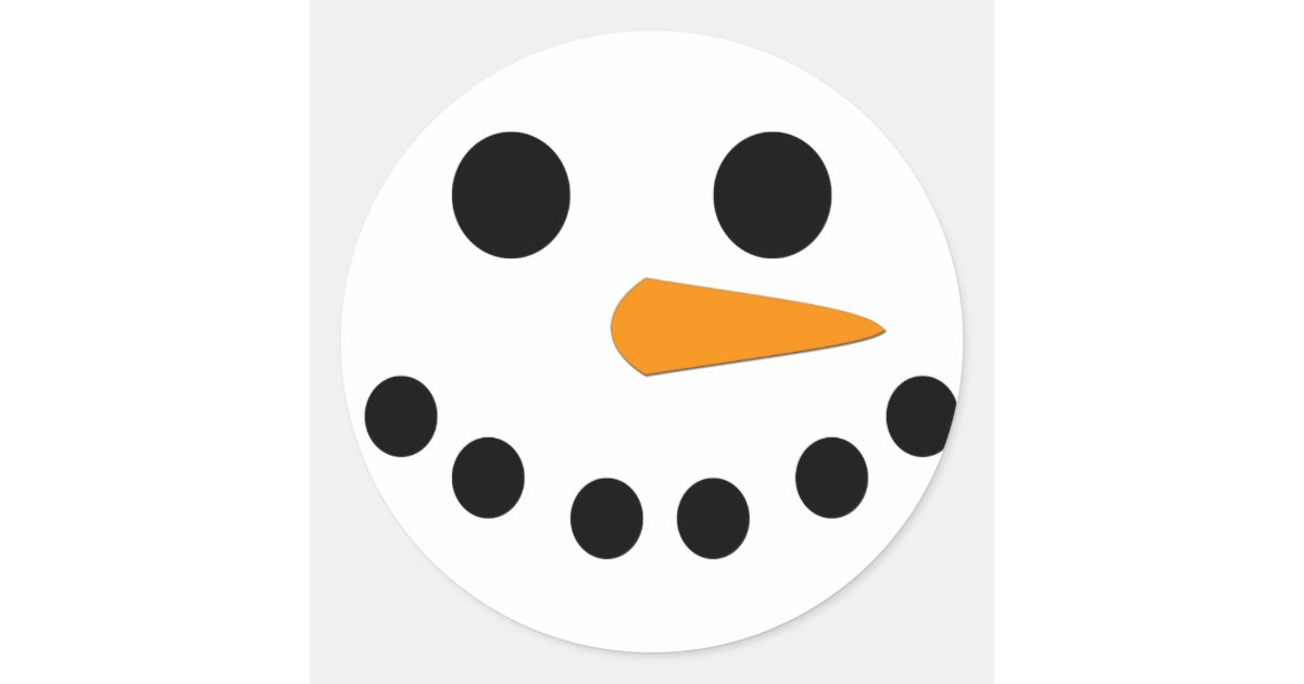 Snowman Face Classic Round Sticker | Zazzle