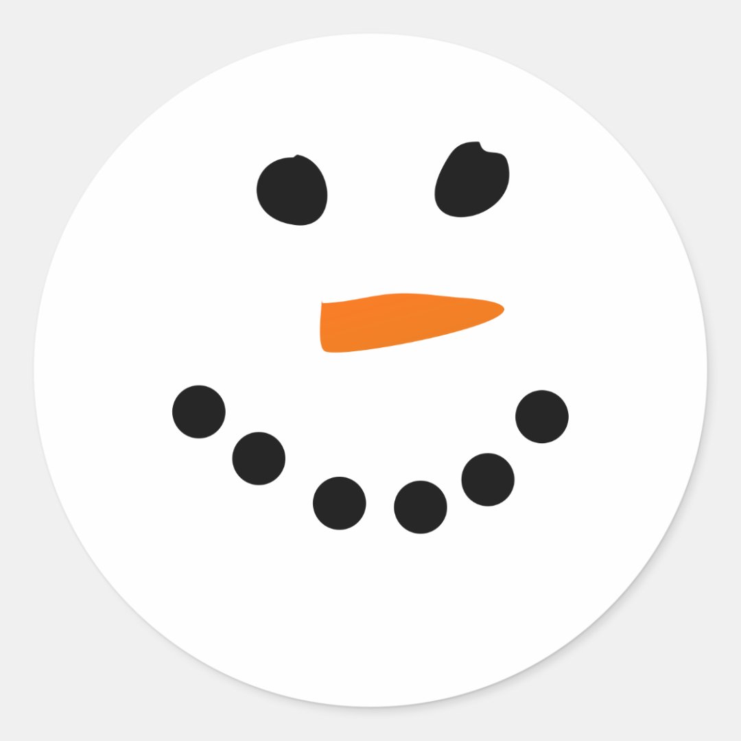 Snowman Face Classic Round Sticker | Zazzle