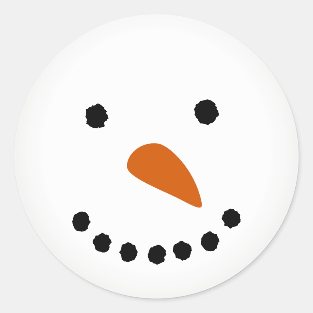 Snowman Face Classic Round Sticker | Zazzle