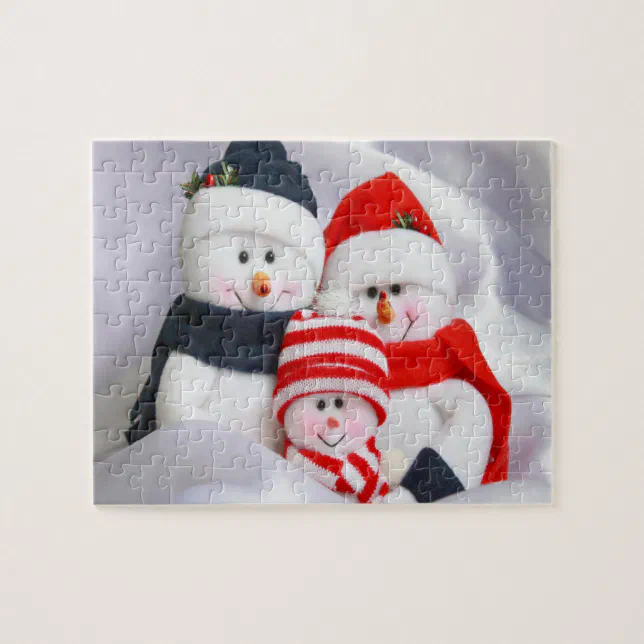 Snowman Family in Christmas Jigsaw Puzzle | Zazzle