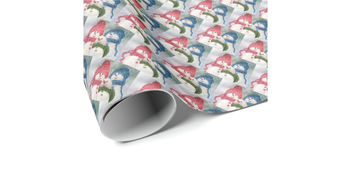 Snowman Family Wrapping Paper | Zazzle