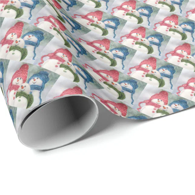 Snowman Family Wrapping Paper | Zazzle