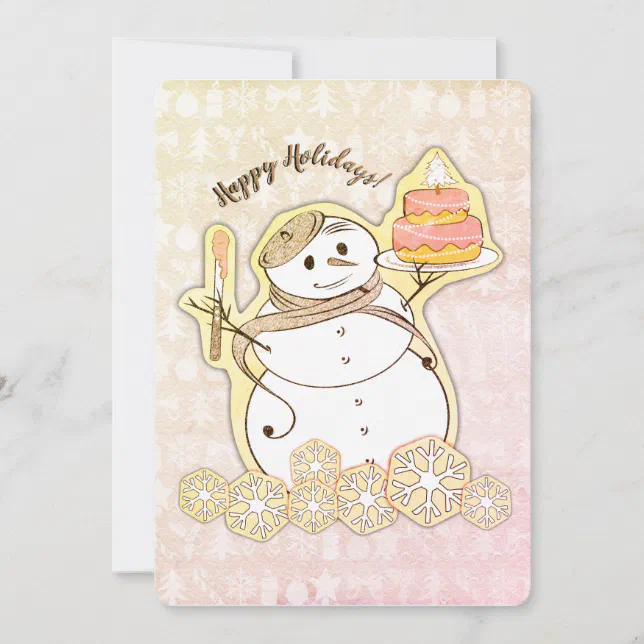 Snowman French bakery cake Christmas card | Zazzle
