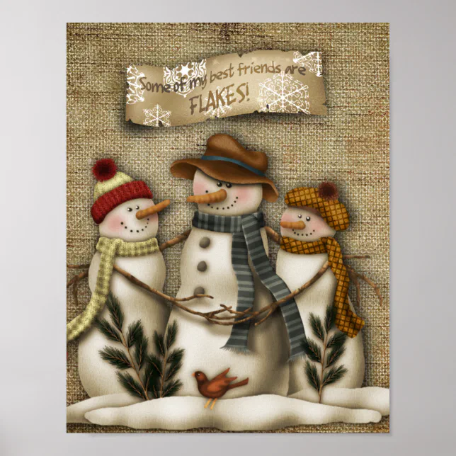 Snowman friends poster | Zazzle