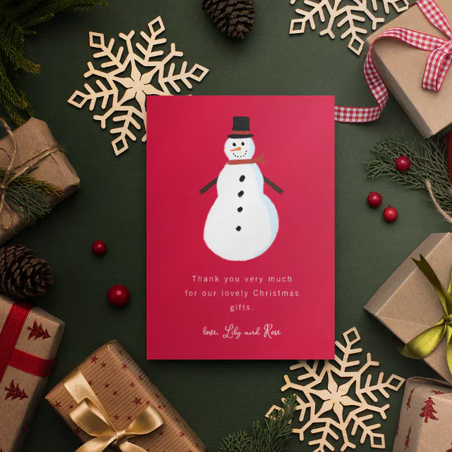 Snowman Kids Christmas Thank You Card | Zazzle