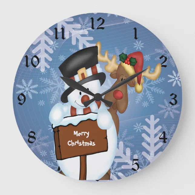 Snowman Large Clock | Zazzle