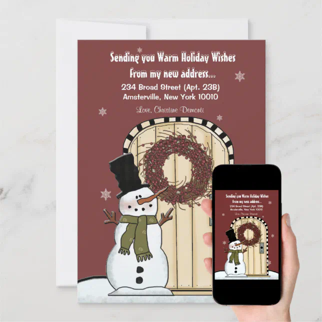 Snowman Moving Announcement Card | Zazzle