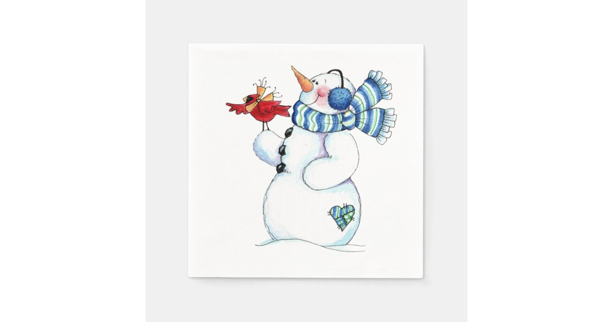 Snowman Paper Napkins | Zazzle