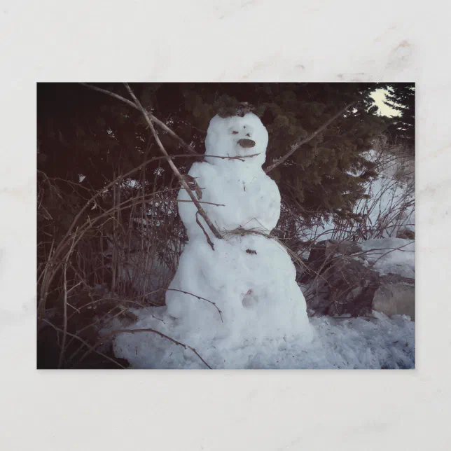 Snowman Photo Postcard | Zazzle